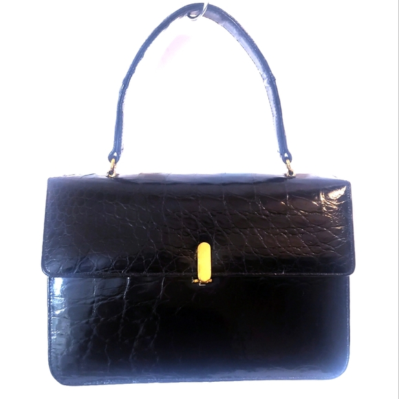 Bellestone | Bags | Bellestone Glossy Classic Vintage Black Genuine ...